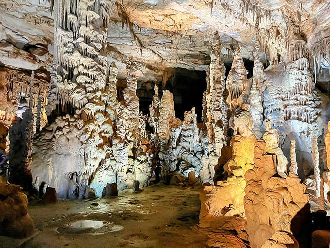 Inside Cathedral Caverns, where every formation tells a story millions of years in the making.