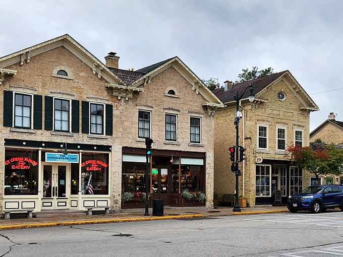 Cream-colored limestone buildings stand proud, proving that architecture from the 1800s beats modern cookie-cutter construction every time.