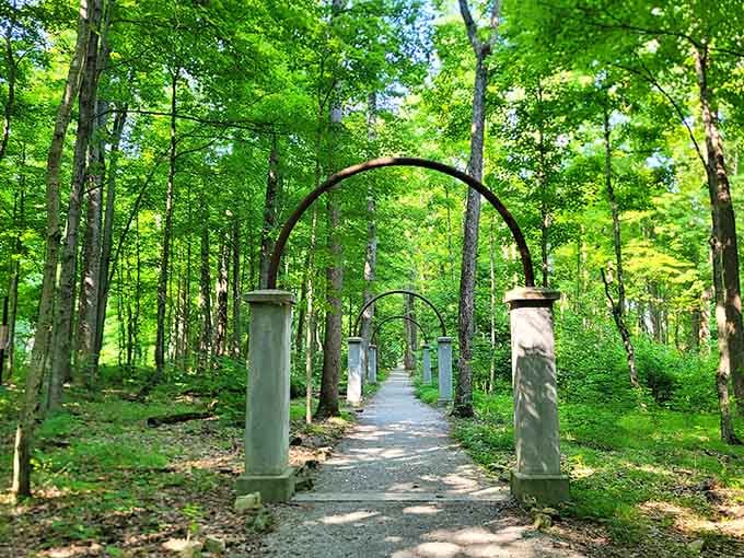 Walking through these arches feels like entering Narnia, except instead of a wardrobe, you just drove from Indianapolis.