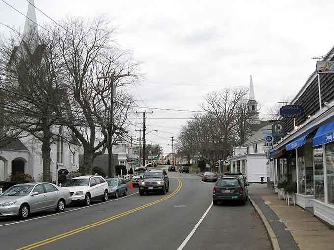 Main Street Chatham: where church steeples, shingle shops, and slow afternoons all agree to get along beautifully.