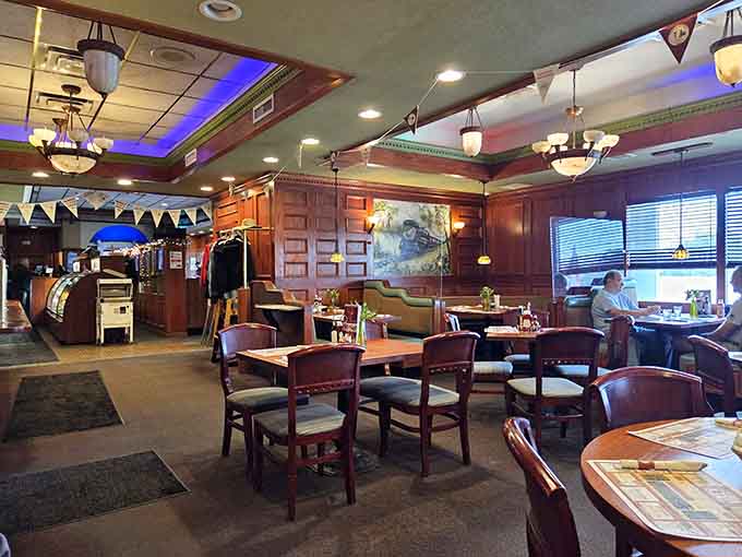 Warm wood, soft lights, and the smell of something good. This dining room means serious business.