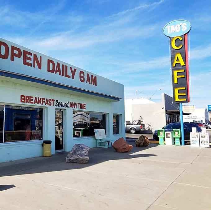 That vintage neon sign at Tag's Cafe has been calling hungry travelers off the highway for generations now.