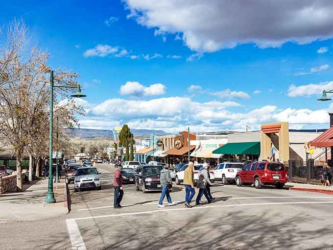Old Town Cottonwood where people still cross streets together instead of staring at their phones the whole time.