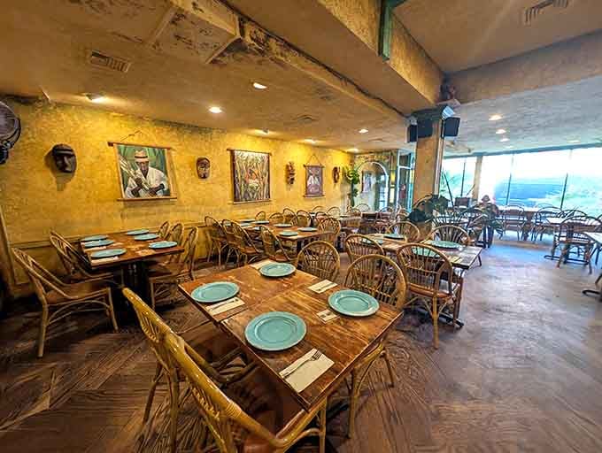 Bamboo chairs and golden walls create the kind of atmosphere where calories magically don't count anymore.