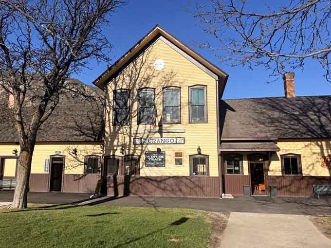 The cheerful yellow Durango depot looks exactly like a train station from another century should.