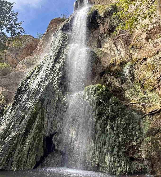Water thunders down moss-covered rock with the kind of confidence that only 150 feet of freefall can give you.