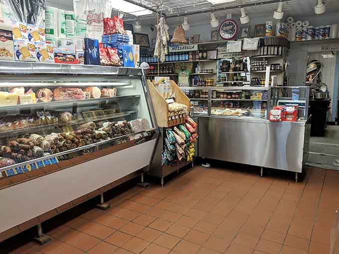 Classic deli cases displaying Italian treasures like a museum, except you get to eat the exhibits afterward.