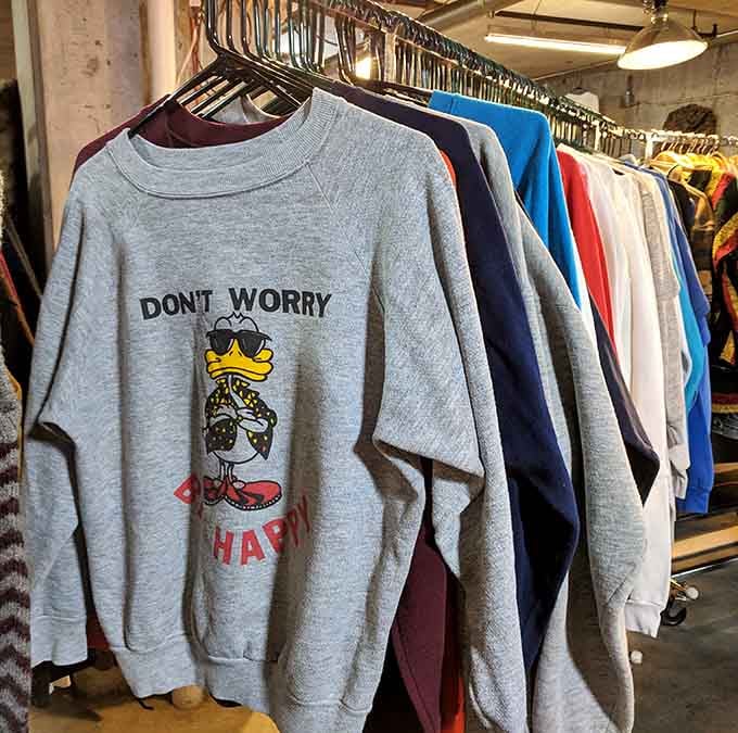 Somewhere a cartoon duck is telling you to relax, and honestly, this sweatshirt gives excellent life advice.