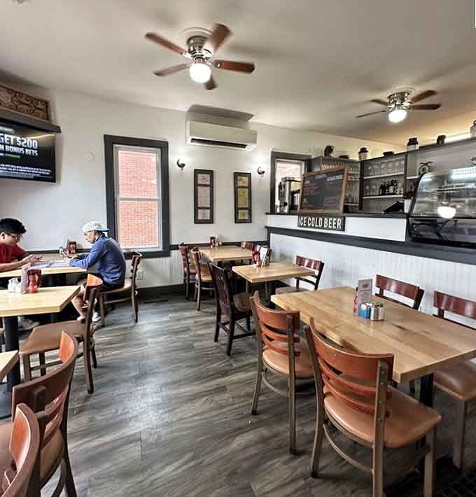Clean, comfortable, and unpretentious, this dining room understands that atmosphere matters but food matters more.