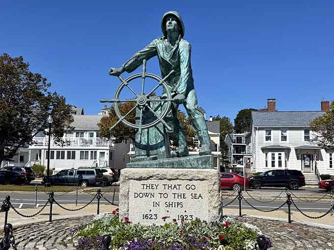 Front and center, the Gloucester Fisherman's Memorial commands your attention the moment you arrive at Stacy Boulevard.