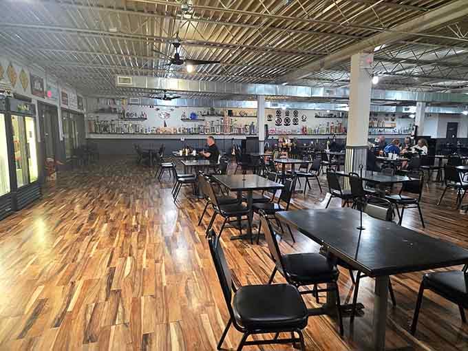 Step inside to discover a spacious dining room where serious barbecue lovers gather for their smoky fix.