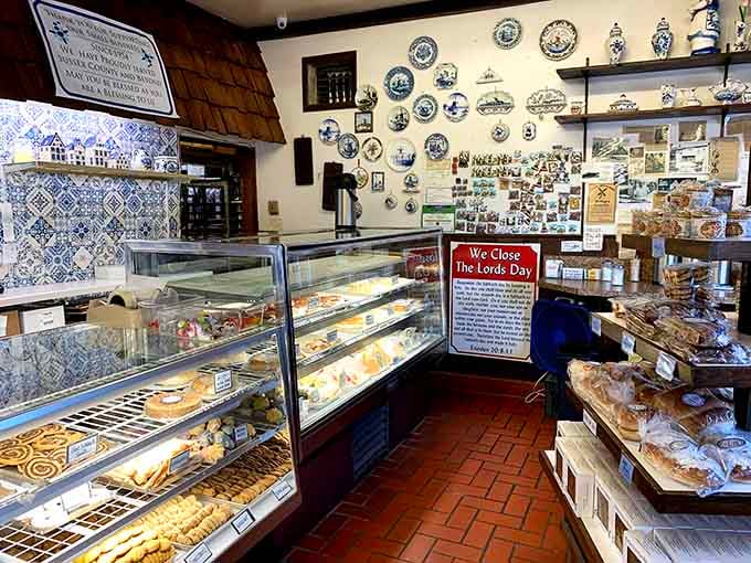 Blue Delft pottery lines the walls while pastry cases overflow with temptations that'll test your willpower immediately.