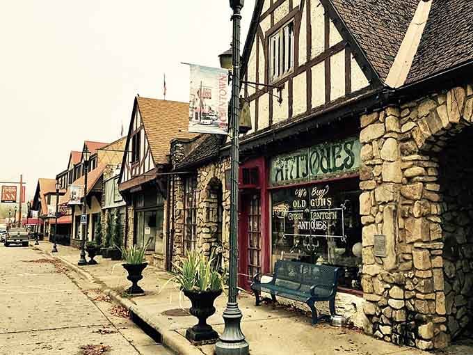 Stone facades and half-timbered storefronts give Hollister's downtown a storybook quality that stops you mid-stride.