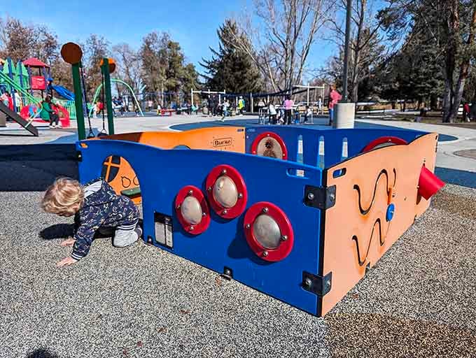 Even the smallest explorers get their own boat-themed play area, complete with portholes and nautical adventures at ground level.
