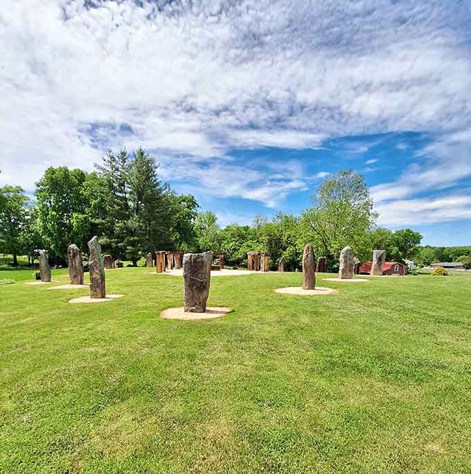 These aren't just rocks in a field. They're standing tall like they've got something important to say.