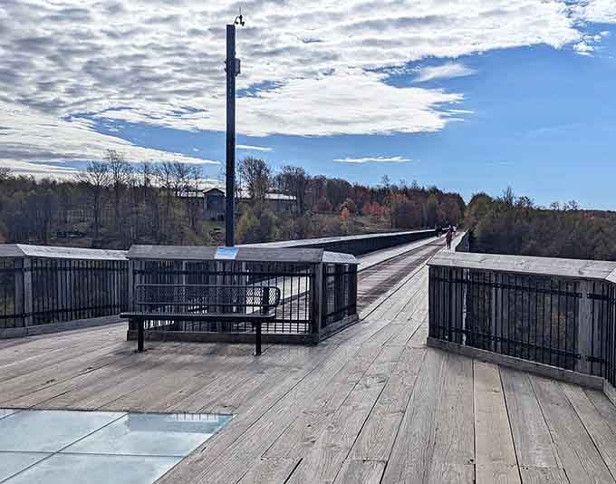 Walking onto the skywalk feels like stepping into thin air, with safety rails being your only friend 225 feet up.