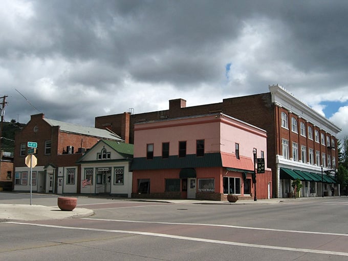 Historic brick buildings and dramatic skies make Lakeview's downtown look like a movie set nobody told Hollywood about.