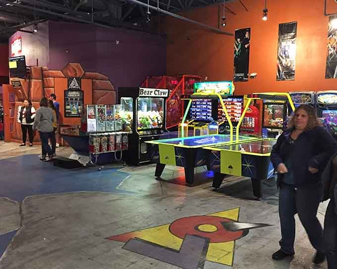 Bold orange walls, air hockey tables, claw machines, and pure arcade energy, this is what a great Saturday afternoon looks like.