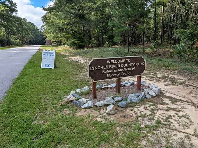 The sign says "Nature in the Heart of Florence County," and honestly, it's not wrong about that.