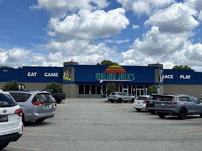 Four simple words on that bold blue exterior tell you everything: Eat, Game, Race, Play. Done.