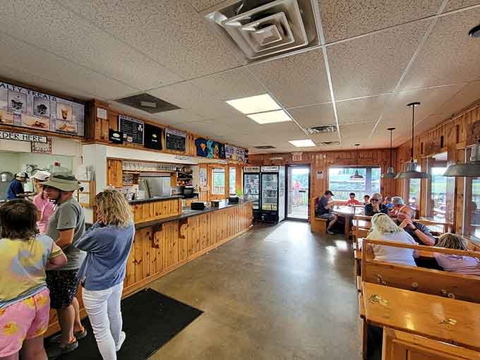 Warm pine walls, friendly faces, and a counter full of frozen dreams. Moomers feels like home.