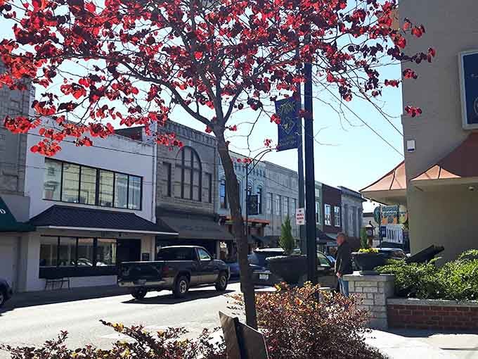 Main Street, Mount Airy, where every storefront tells a story and nobody's in a hurry to finish it.