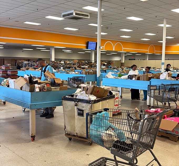 Seasoned shoppers dig through packed bins with the focused energy of archaeologists on a deadline.