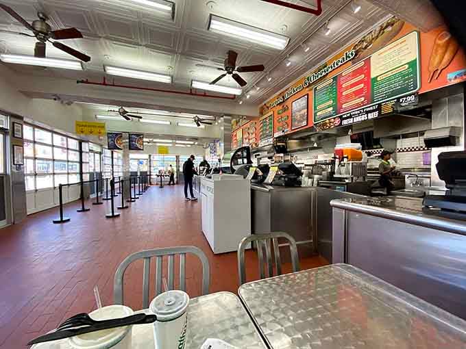 Clean counters, ceiling fans, stainless steel tables. Sometimes the most honest rooms are also the most comfortable ones.