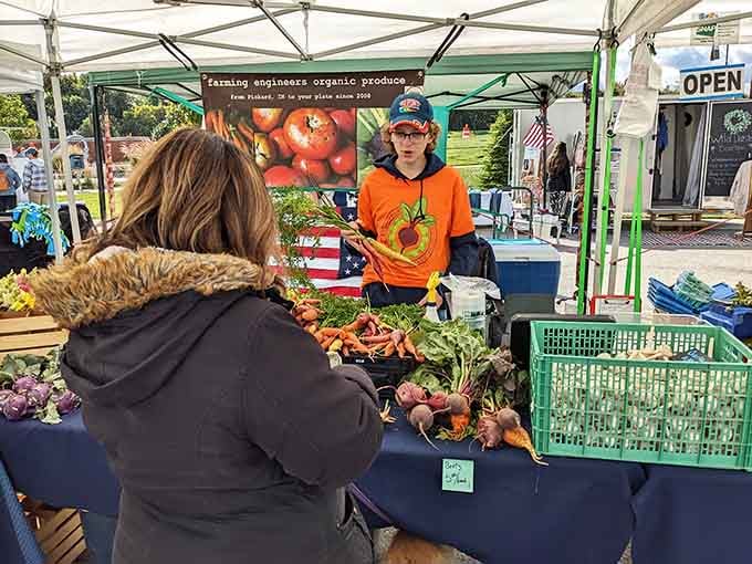 Real farmers selling real vegetables they actually grew themselves. What a revolutionary concept in the 21st century, right?