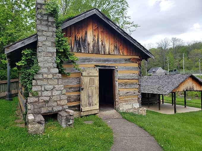 This log cabin with its stone chimney has been standing longer than most family recipes.