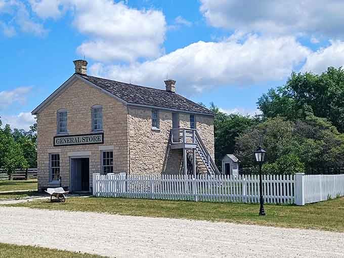 The old limestone General Store stands firm, proof that some things were simply built to outlast everything else.