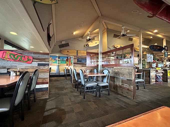 Step inside where surfboards meet comfort food, because apparently breakfast tastes better when there's a beach vibe involved.