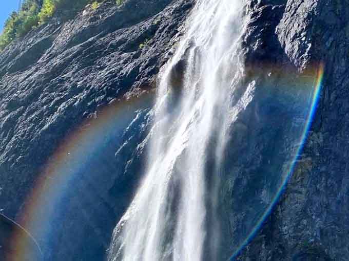 Two rainbows at once, because apparently Peewee Falls decided one simply wasn't enough to make its point.