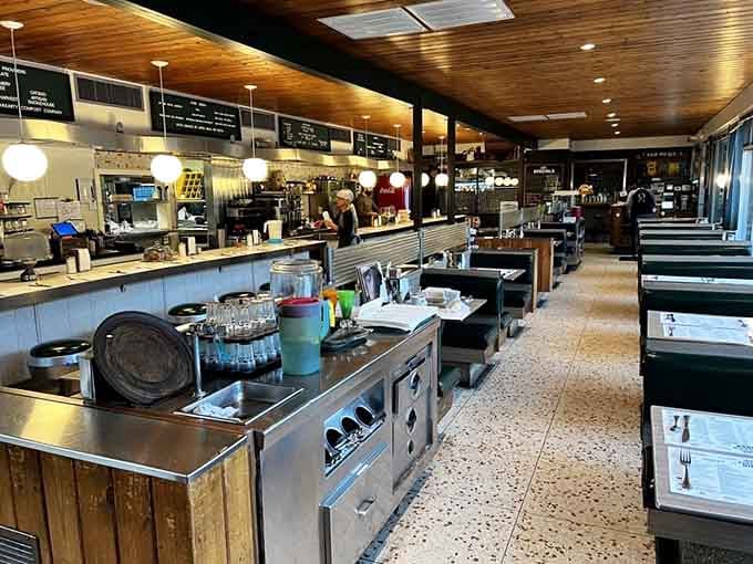 Gleaming counter, cozy booths, and that authentic diner vibe that makes everything taste even better somehow.