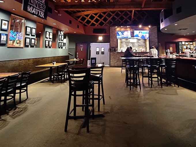 Warm lighting, exposed wood beams, and framed memorabilia make this the kind of place you never want to leave.