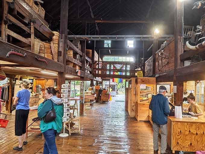 Creaky floors, exposed beams, and the kind of organized chaos that tells you something genuinely good is happening here.