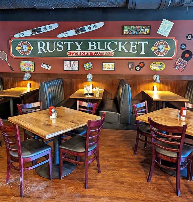 Warm wood tables, leather booths, and walls packed with nostalgia. Every corner tells a story worth reading.