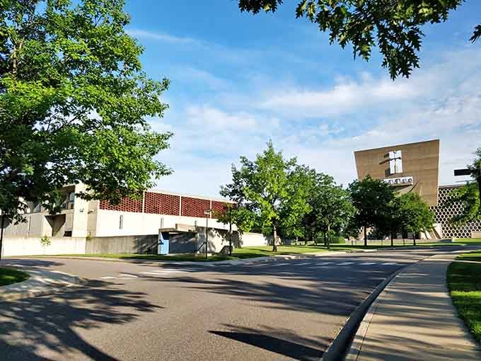 When brutalist architecture meets Minnesota nice, you get a campus where even the modernist buildings seem polite and welcoming.