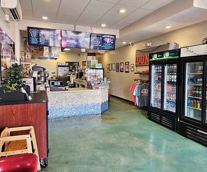 A mosaic counter, teal floors, and a menu board that'll make your eyes go wide. Welcome to your new favorite problem.