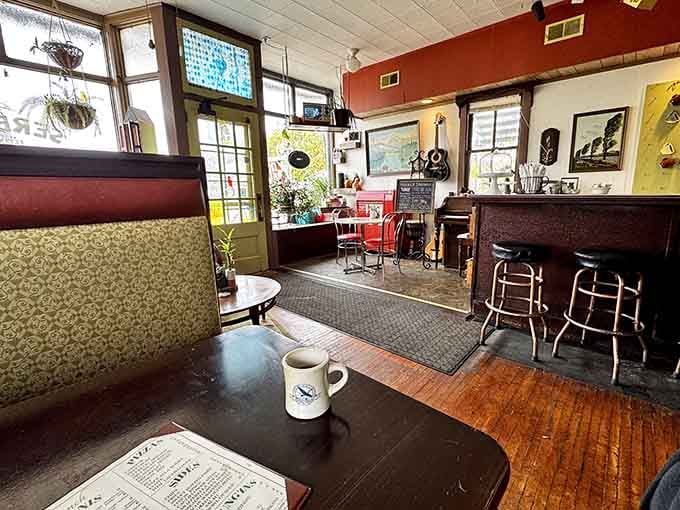 Warm wood floors, cozy booths, and a ceramic mug waiting for you. This is what Saturday mornings were made for.