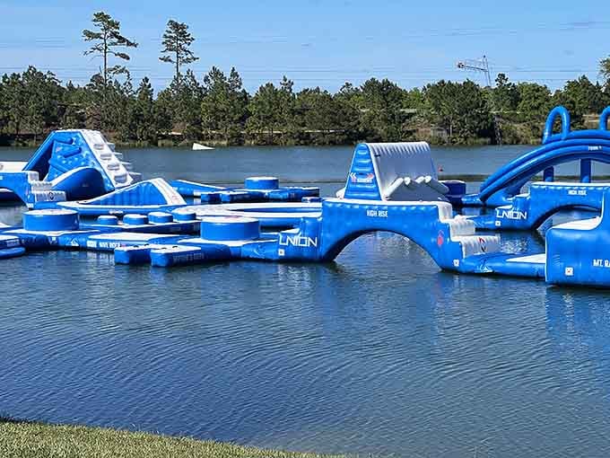 The blue course configuration offers endless paths to navigate, each one promising a different route to inevitable splashdown.