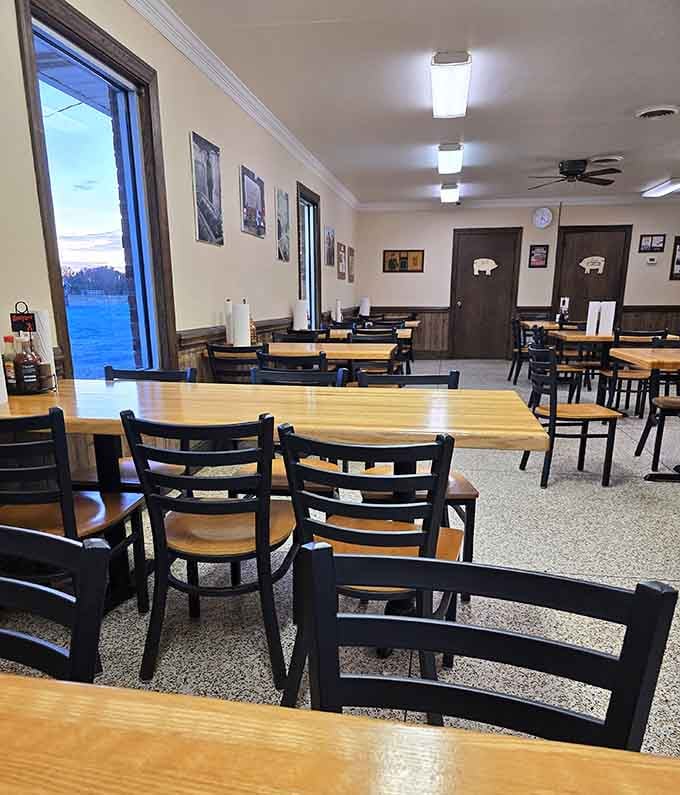 Clean, honest, and welcoming &mdash; this dining room quietly tells you the food is the real star here.