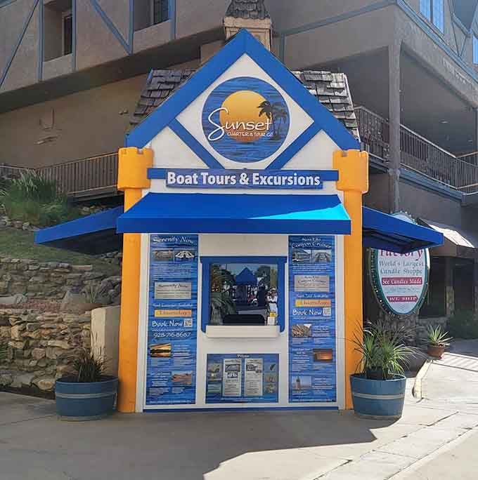That cheerful blue and yellow booth is where your next great adventure officially begins.
