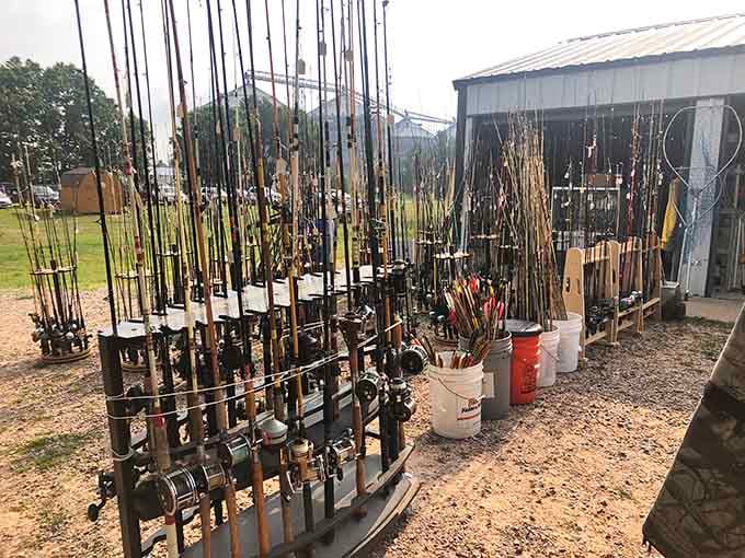 A fisherman's paradise hiding in plain sight, these rods and reels are ready for their next great catch.