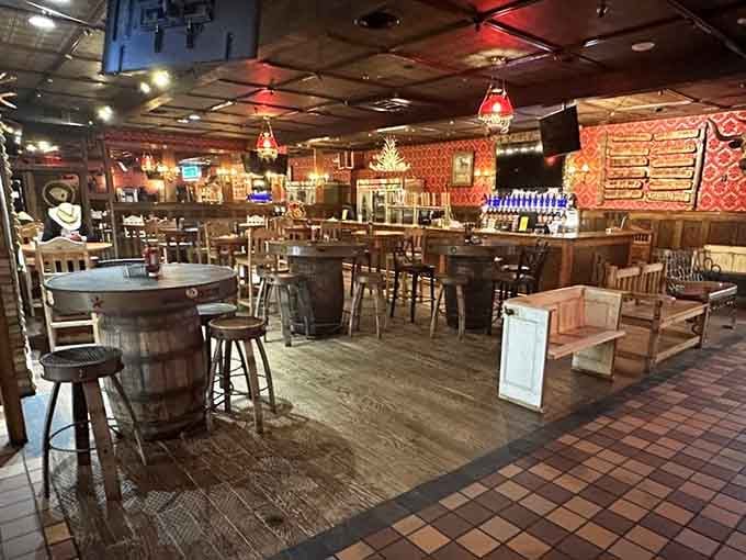 Barrel tables, warm lighting, and craft beer on tap. This brewery means serious business.