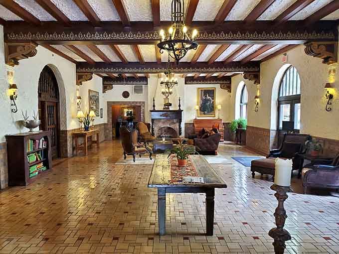 This lobby doesn't just welcome you, it wraps around you like a warm, beautifully decorated hug.