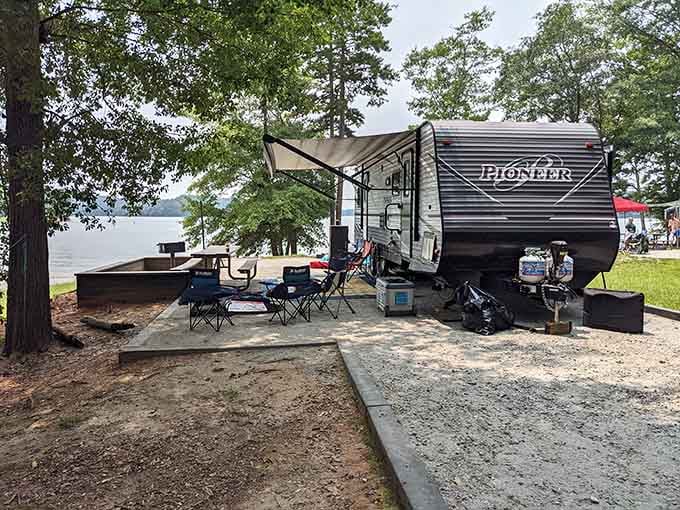 When your travel trailer has a better lake view than most five-star hotels, you've made excellent life choices.