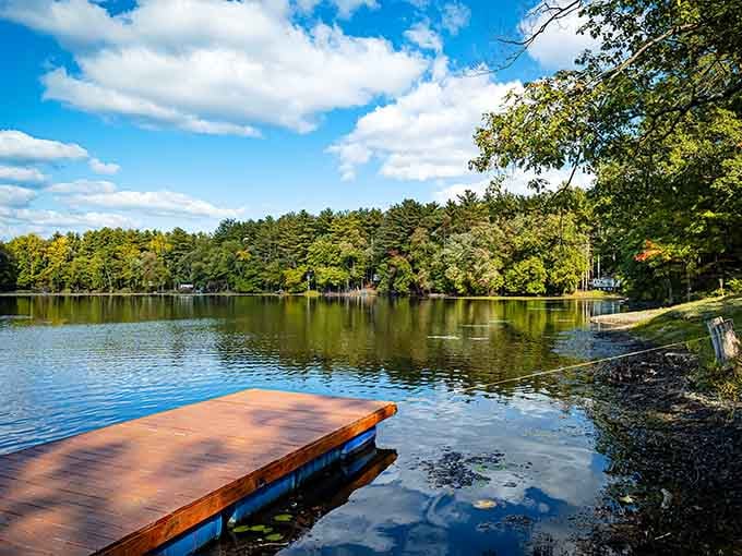 That wooden dock isn't just a dock. It's the official starting line for every perfect summer afternoon.