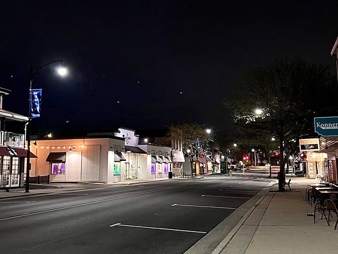 Downtown Wauconda at night looks like the opening scene of a movie where everything works out beautifully in the end.