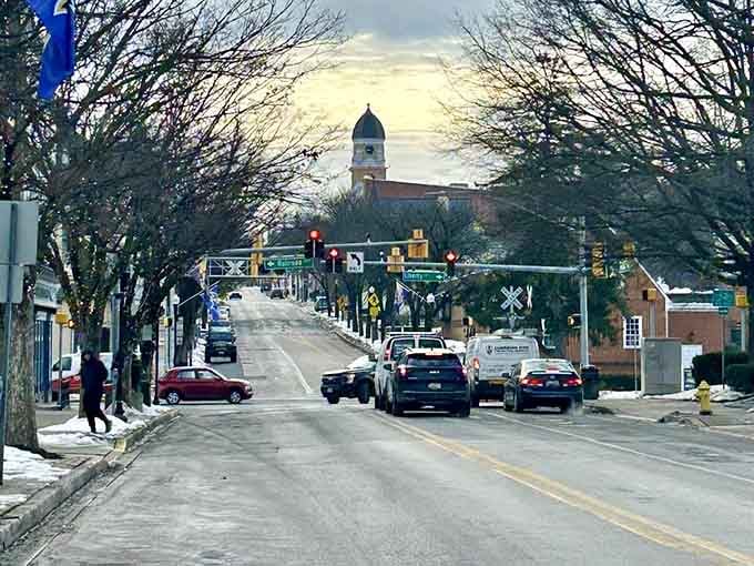 That courthouse clock tower in the distance says, "You're exactly where you need to be right now."